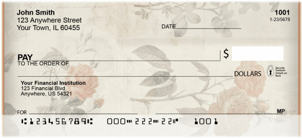 Antique Pink Roses Personal Checks - Watercolor Checks